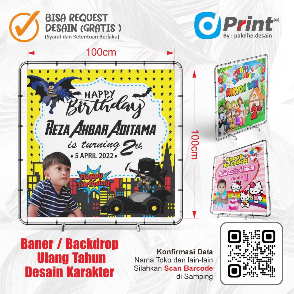 Jual CETAK BANNER - Backdrop Ultah / Ulang Tahun tema Custom Ukuran 1x1 ...