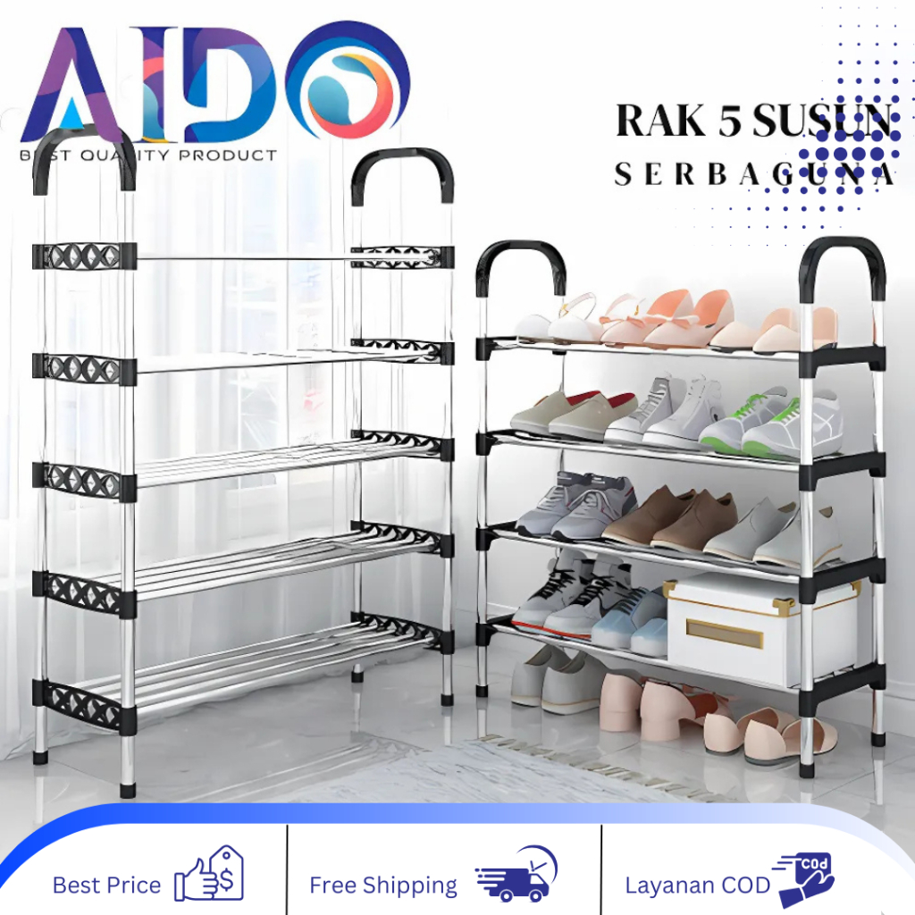Jual COD Rak Sepatu Estetik Rak sepatu 5 susun serbaguna dengan ...
