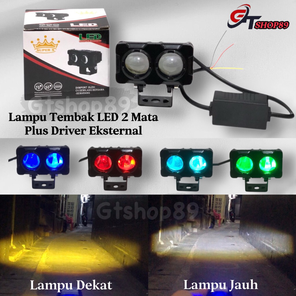 Jual Lampu Tembak LED Laser 2 Mata Plus Devil & Driver Exsternal ...