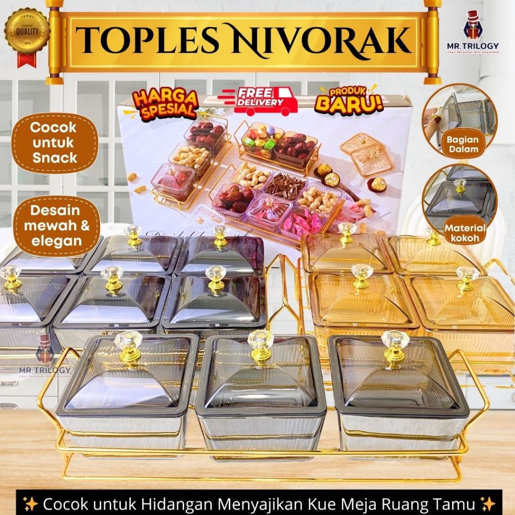 Jual TOPLES RAK NIVORAK Snack Tray Nampan Camilan Toples Akrilik Set ...