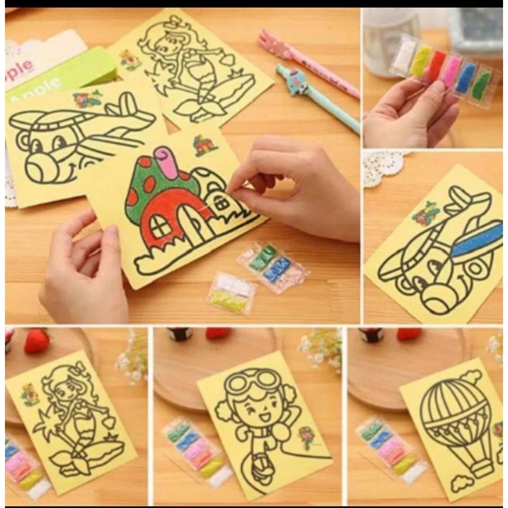 Jual 20 pcs GAMBAR PASIR KECIL lukis pasir mewarnai pasir kecil ...