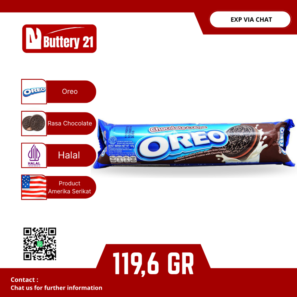 Jual OREO COKELAT 119,6 GR/OREO CHOCOLATE/BISQUIT OREO COKLAT | Shopee ...