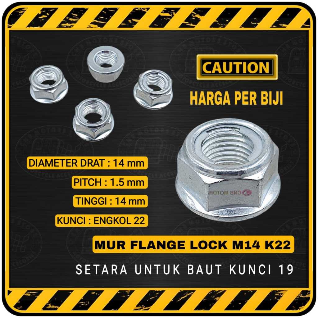 Jual Mur Lock Flange M14 Kunci 22 || As Roda Belakang 15 mm GL PRO ...
