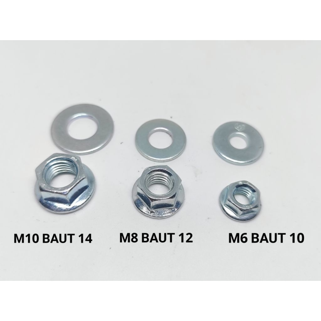 Jual MUR FLANGE M6 M8 M10 SET DENGAN RING . MUR TOPI BAUT 10/12/14 SET ...