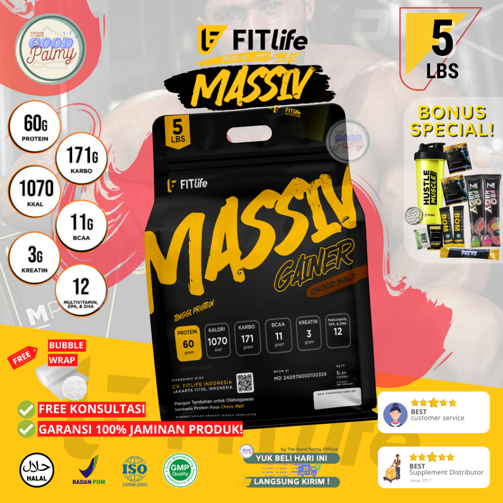 Jual FITLife MASSIV Gainer 5 Lbs 2.27 KG 5lbs Mass Gainer MPRO Gainer ...