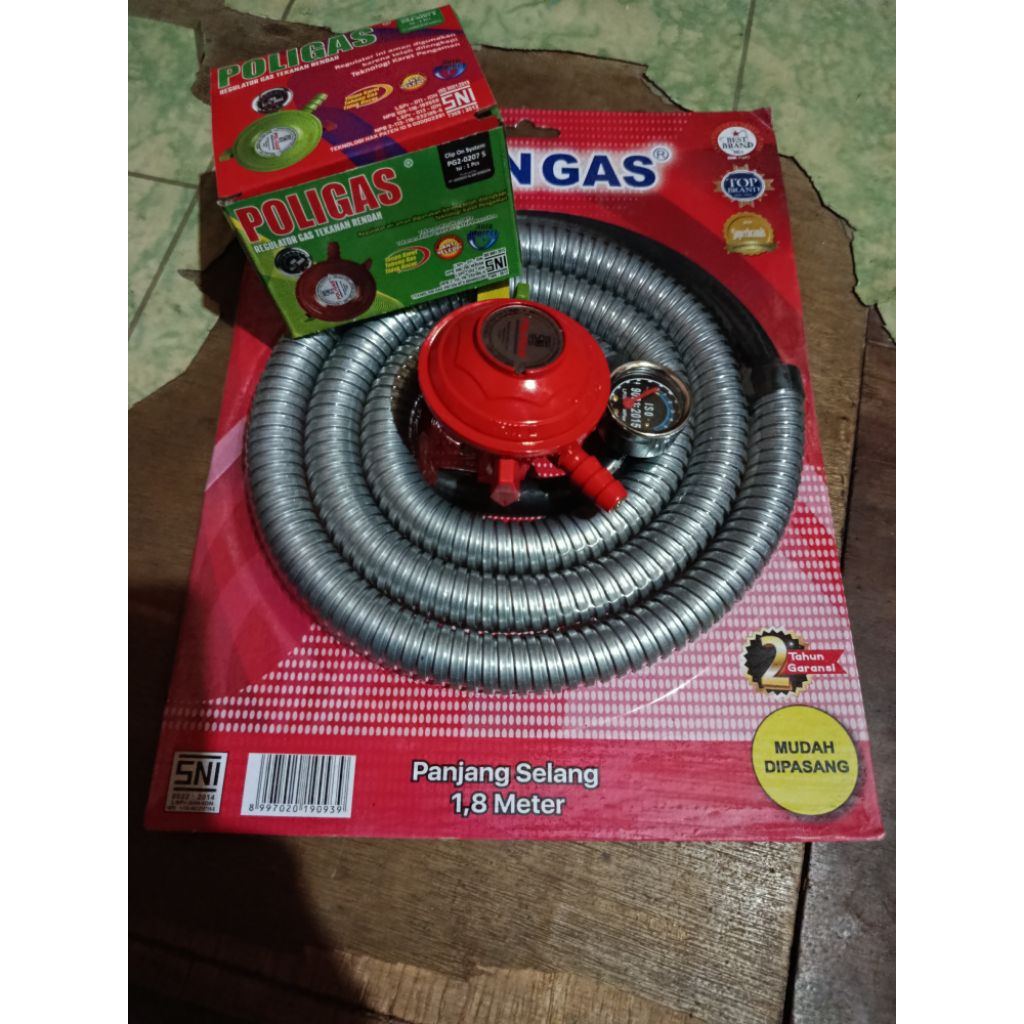 Jual REGULATOR POLYGAS METER DOBLE LOCK+ SELANG PAKET FLEKSIBLE 1.8 ...