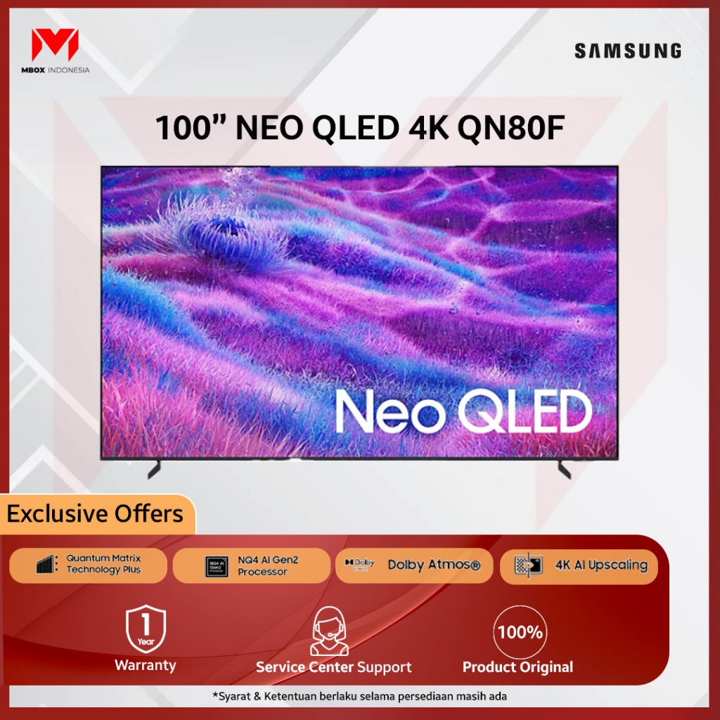 Jual Samsung Smart TV 100" Neo QLED 4K QN80F | 4K AI Upscaling | Dolby ...