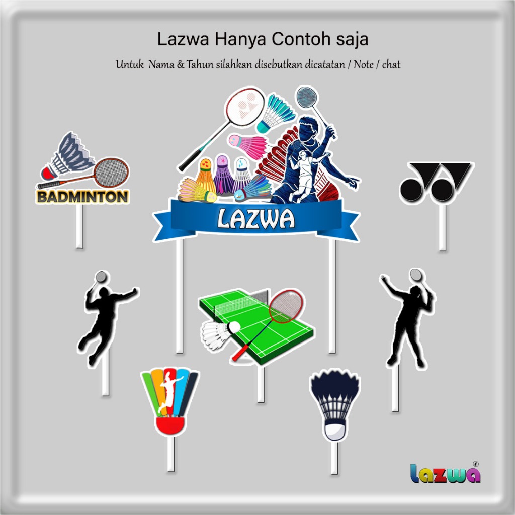 Jual Topper cake badminton custom nama hiasan kue & buket | Shopee ...