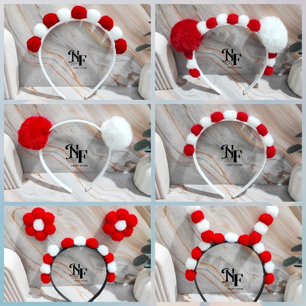 Jual READY STOK Bando Pompom Merah Putih/ Bando Agustusan edisi ...