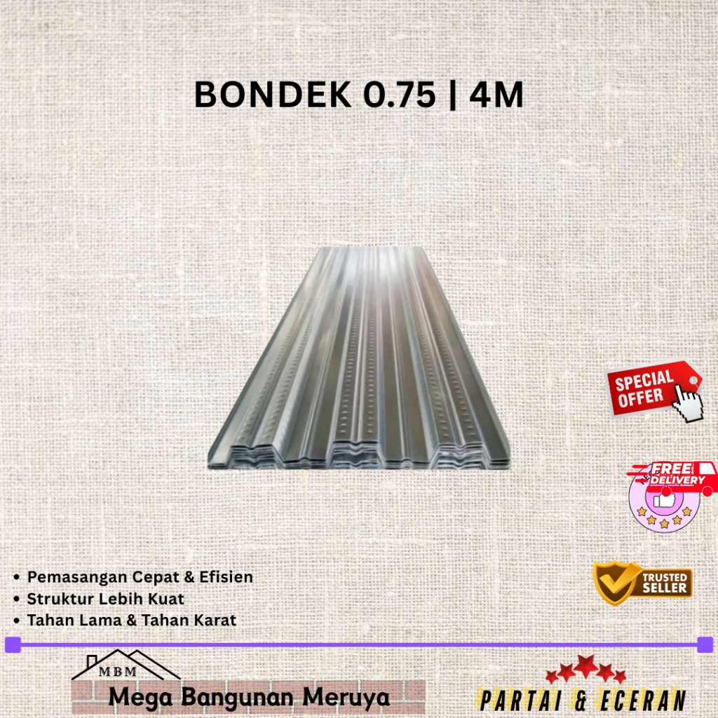 Jual Bondek 0.75 0,75 Panjang 4 Meter Bondeck Bondex Plat Baja Alas Cor ...