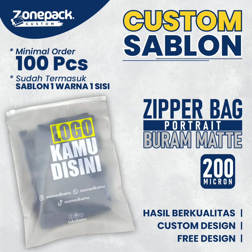 Jual Sablon Zipper Bag Portrait Buram | Sablon 1 Warna 1 Sisi Custom ...
