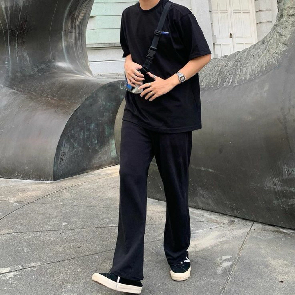 Jual (COD) Celana Chino Standar Reguler Straight Hitam - Workpants Hitam -Chino Loose Pants ...