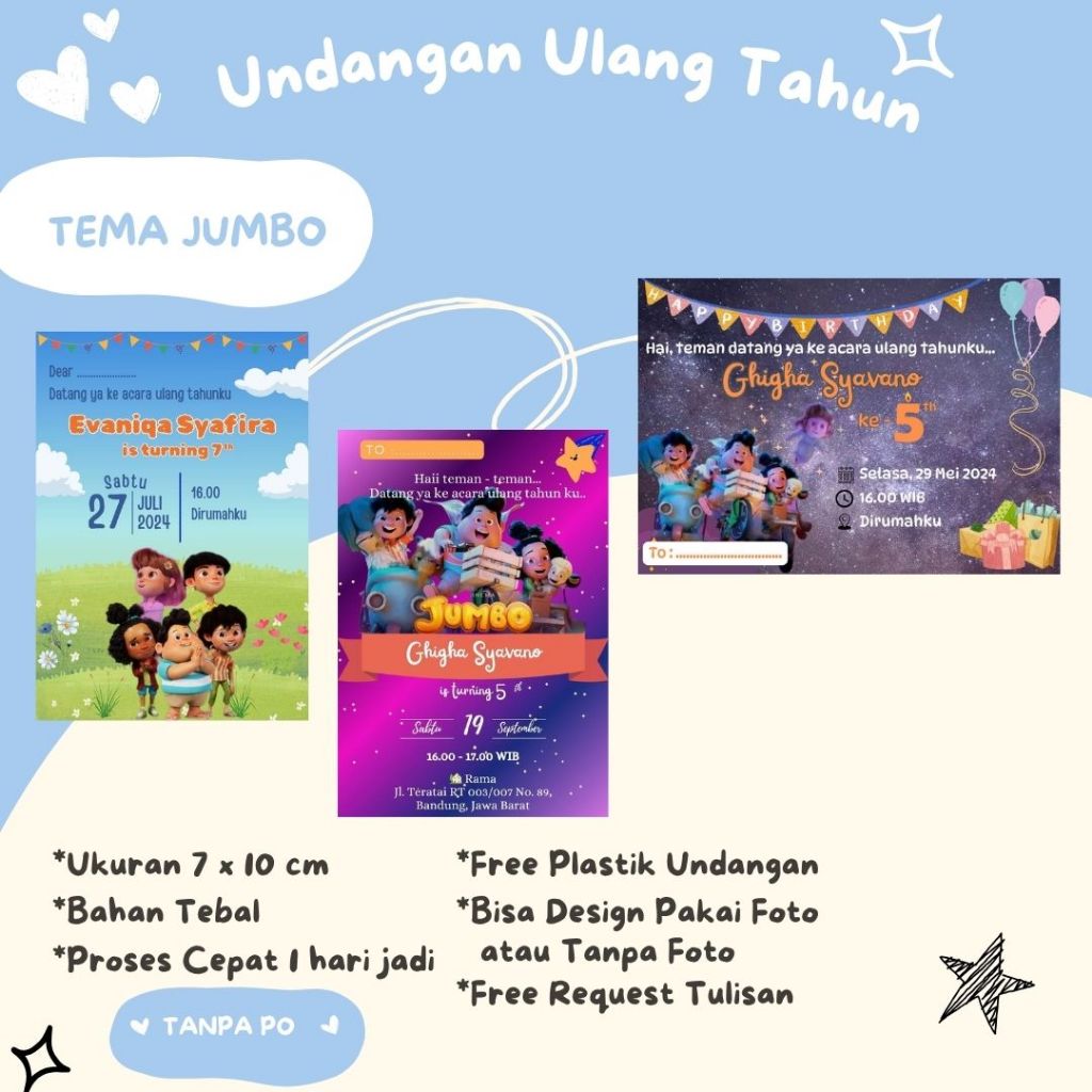 Jual Undangan Ulang Tahun Anak Tema Jumbo Free Plastik Birthday ...