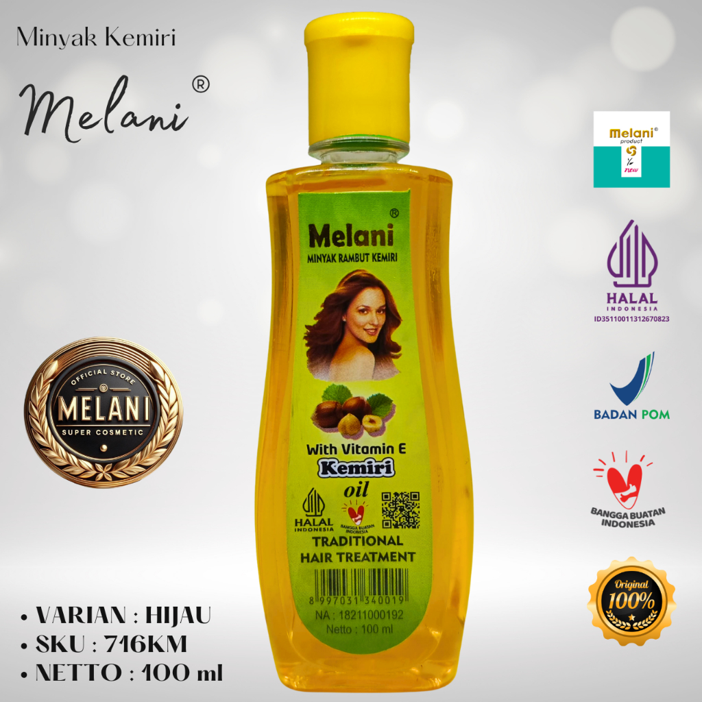 Jual 716KM Melani Minyak Kemiri Kuning Botol Plastik 100 ml - BPOM dan ...