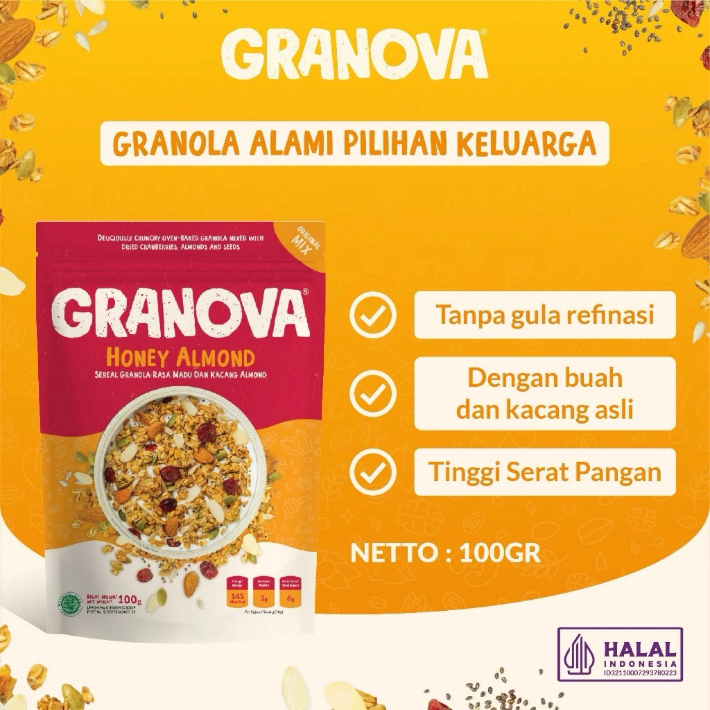 Jual Granova - Granola 100 gr x 1 pc Honey Almond/ Choco Cranberry ...