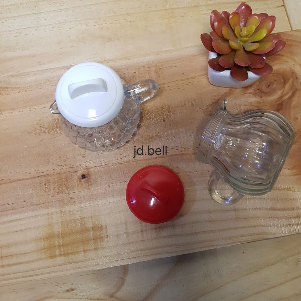 Jual Pitcher kaca mini 150ml/Pitcher tutup/Tempat gula cair/creamer ...