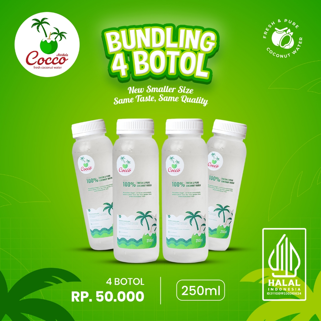 Jual Bundling 4 Botol Cocco Fresh Air Kelapa Muda Murni 250Ml | Shopee ...