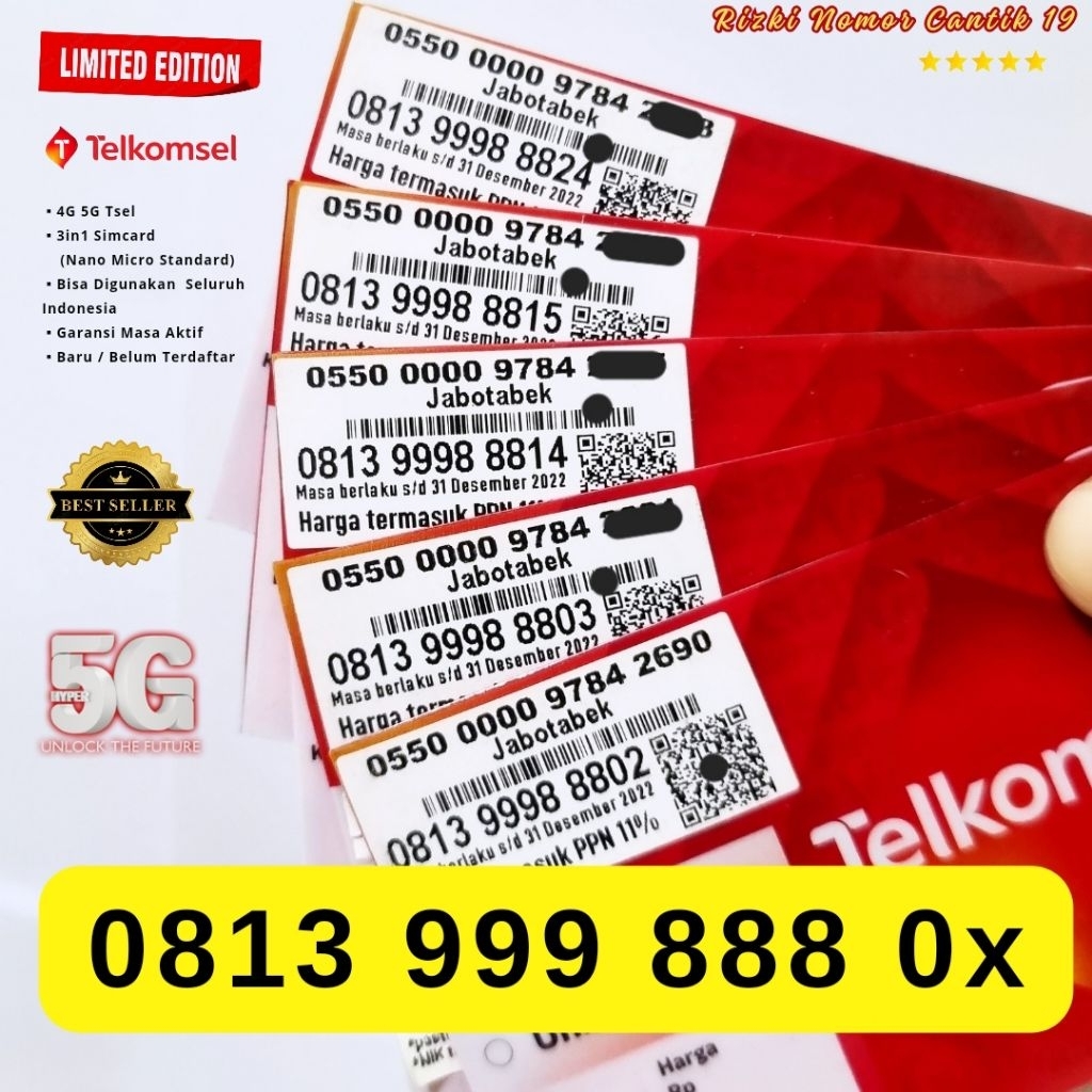 Jual KARTU PERDANA NOMOR CANTIK SIMPATI TELKOMSEL 4G 5G NOCAN SIMPATI TELKOMSEL KWARTED TRIPLE ...