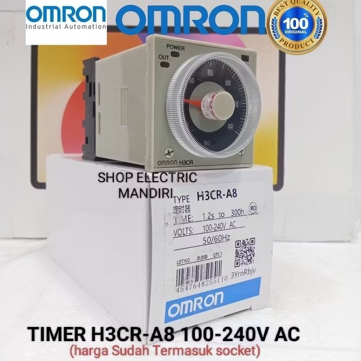 Jual timer Omron H3CR-A8/H3CR A8 100-240vac 8pin plus socket h3cr a8 ...