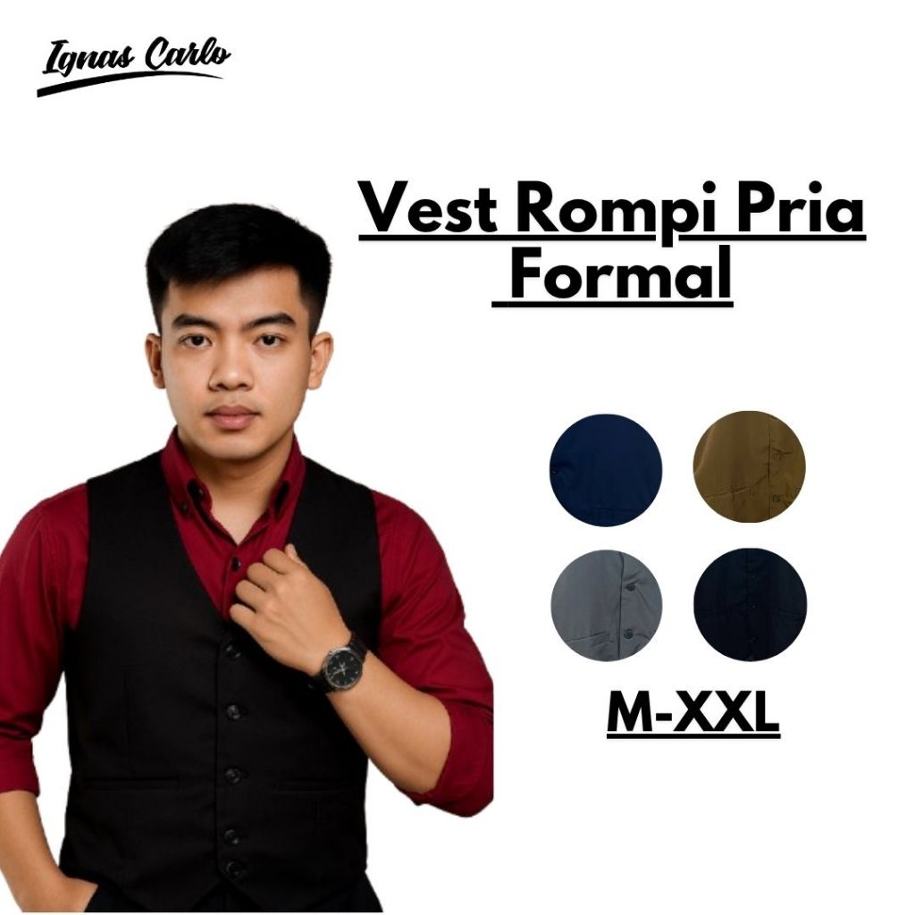 Jual Rompi Jas Pria Premium V-Neck Kancing Sebaris Model Slimfit Motif ...