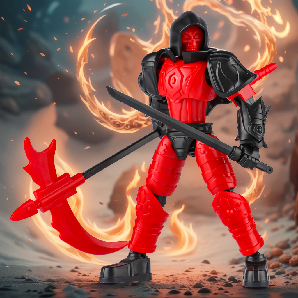 Jual DIY 13 Points of Articulation Scythe Warrior with Mask - Black Red ...