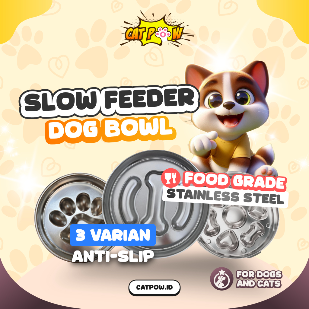 Jual CATPOW Mangkok Makan Anjing Anti Lahap Stainless Steel Slow Feeder ...