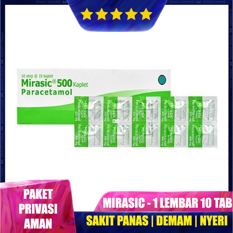 Jual Mirasic Paracetamol 500 Hijau | Obat Meringankan Panas Demam Nyeri ...
