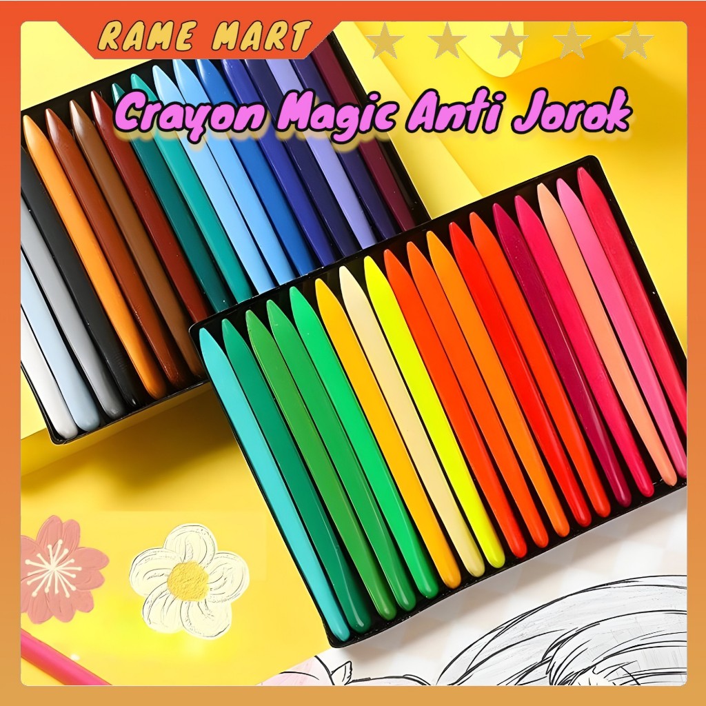 Jual Crayon Ajaib 6 - 36 Warna - Anti Patah Anti Noda Non Toxic Tahan ...