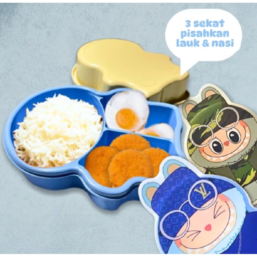 Jual Lunch Box Labubu/Tepak Makan Anak 3 Sekat/Tepak Bekal Labubu ...