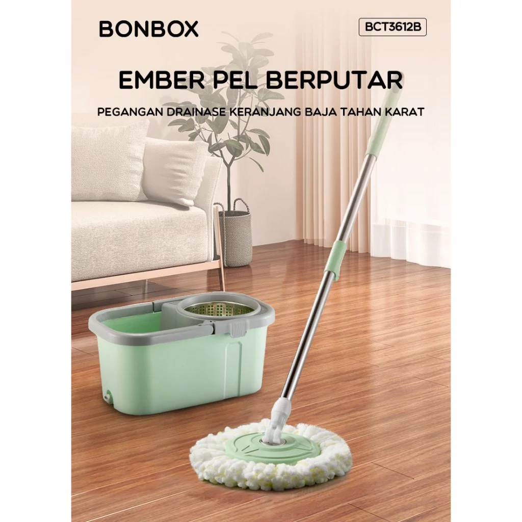 Jual Bonbox Alat Pel Lantai Ember 2 in 1 Spin Mop BCT3612B | Shopee ...