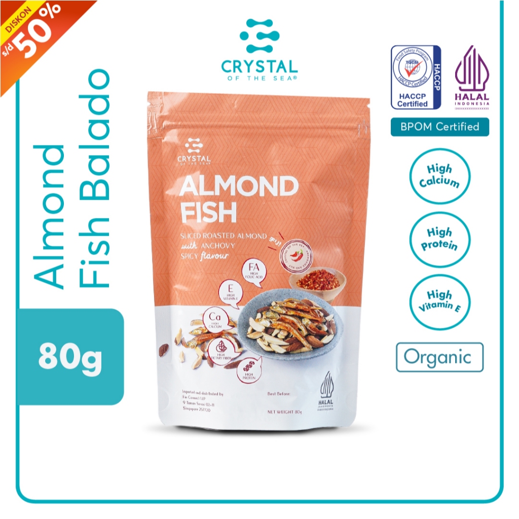 Jual Crystal of the Sea | Almond Fish Snack (Balado) 80gr / Ikan Teri ...