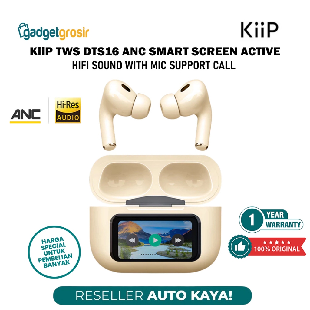 Jual KiiP TWS DTS16 ANC With Smart Screen Active Headset Bluetooth 5.4 ...