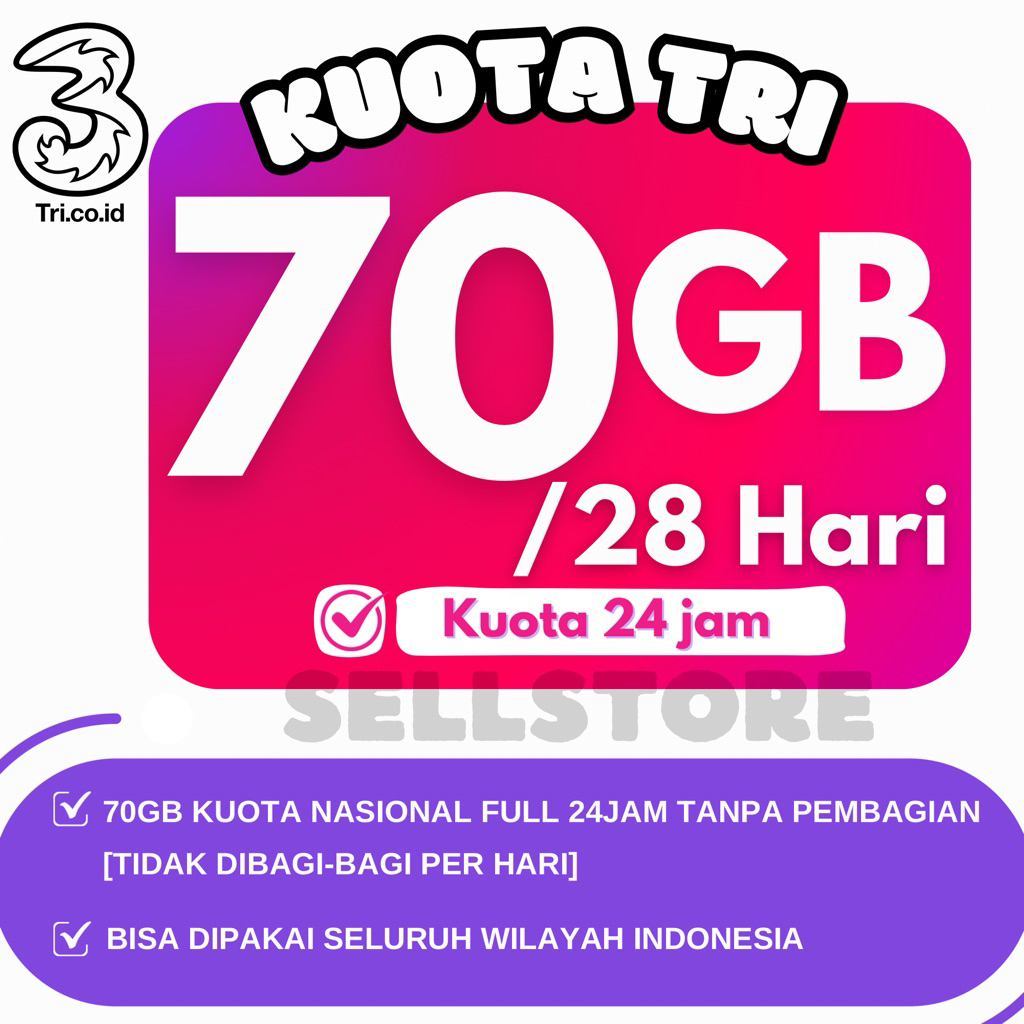 Jual KUOTA TRI HOME 117GB HAPPY 110GB 70GB FULL 30 HARI | Shopee Indonesia