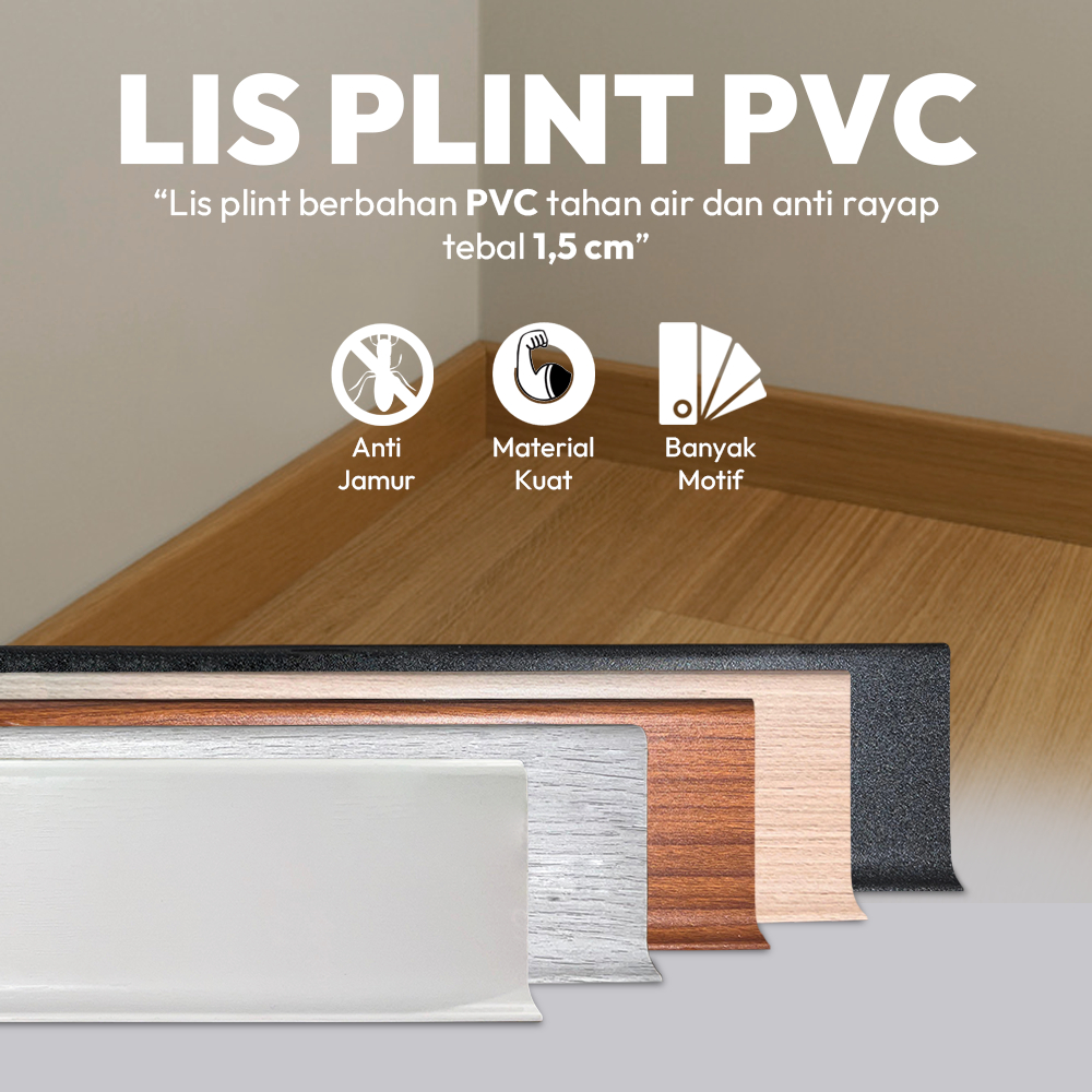 Jual LIS PLINT PVC, PLINT PVC, LIS PLINT PVC FLOORING TINGGI 6 CM ...