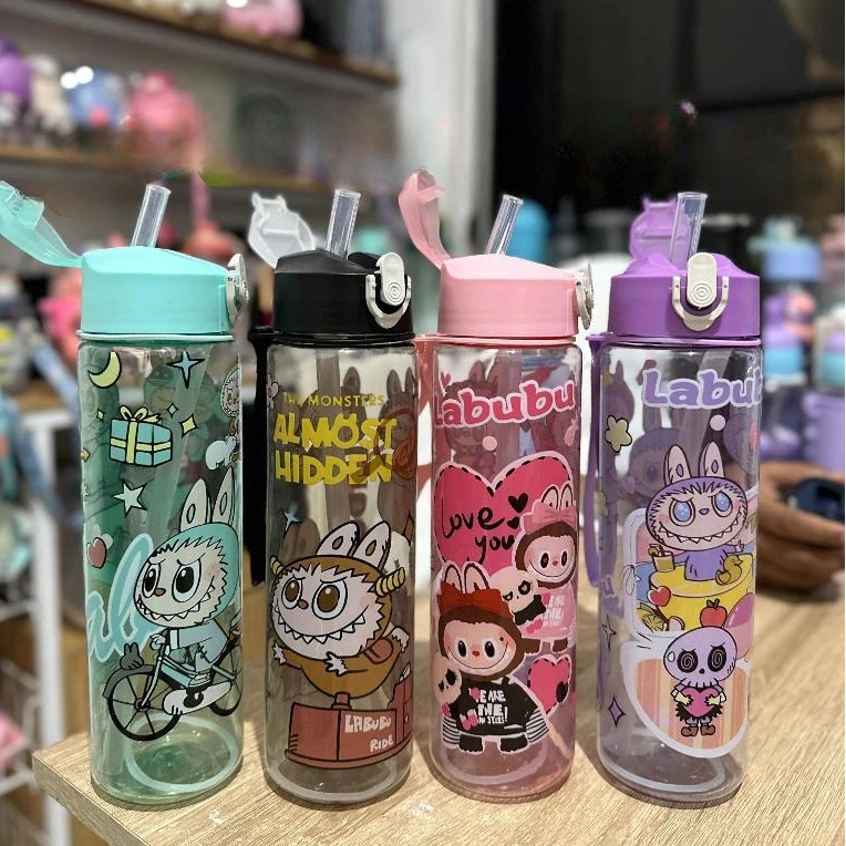 Jual BOTOL MINUM ANAK LABUBU VIRAL KAPASITAS 900ML FREE TALI PENDEK BOTOL MINUM ANAK BENING ...