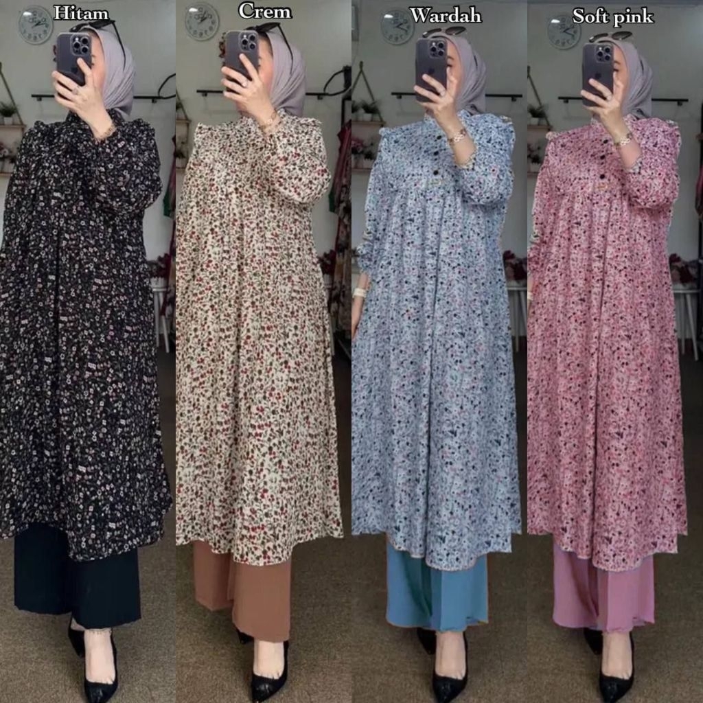 Jual Setelan Long Tunik Ceruty Full Furing Wanita Kekinian Terbaru ...