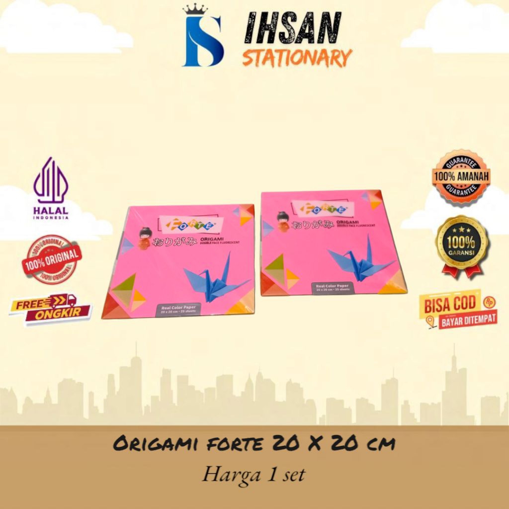 Jual Kertas Origami Forte 20X20 (1 Pcs) isi 25 lembar | Shopee Indonesia