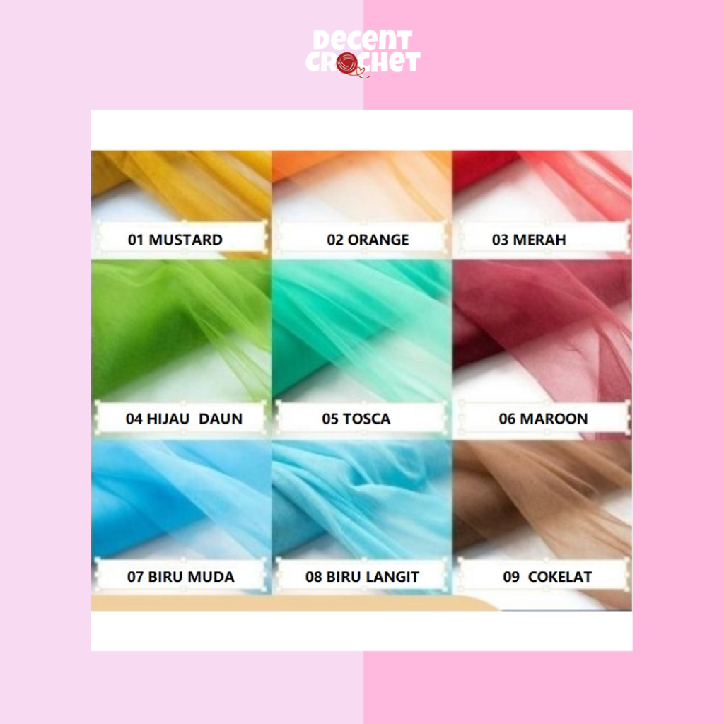 Jual Decent Crochet - Kain Tulle Tile Kaku Polos Bahan Tille Souvenir ...