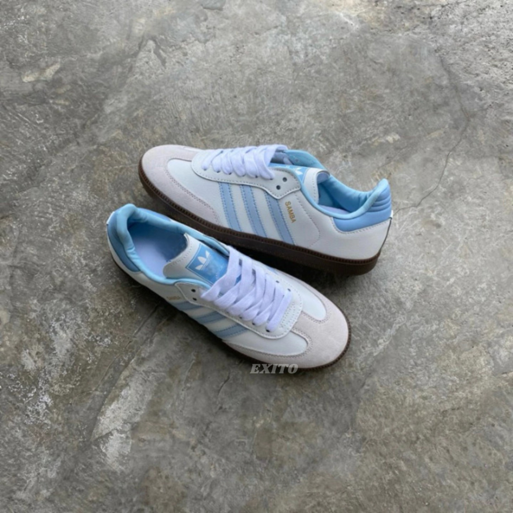 Jual Sepatu Casual Samba Halo Blue Sneakers Samba Putih Biru Langit ...