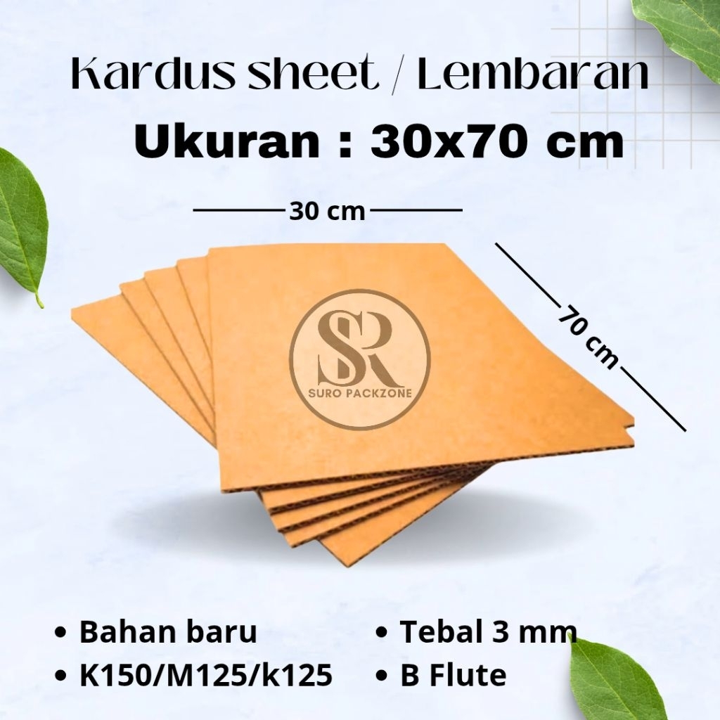 Jual Kardus Sheet / kardus Lembaran ukuran 30x70 CM Sheet baru single ...