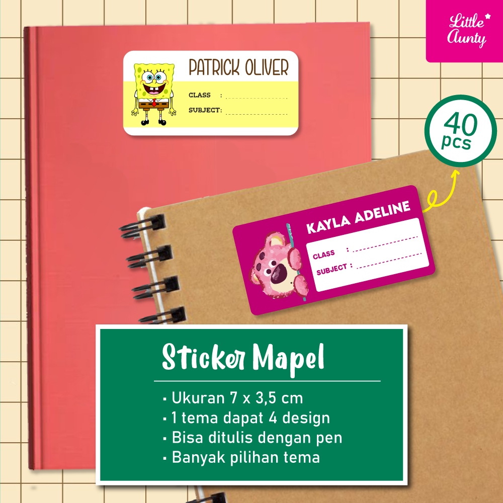 Jual (40 Pcs) Stiker Label Custom Nama Mapel Buku Pelajaran Anak PAUD ...