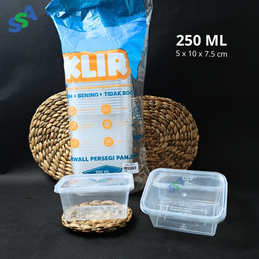 Jual THINWALL KLIR RECTANGLE 250 ML ISI 25 PCS / KOTAK MAKANAN PLASTIK ...