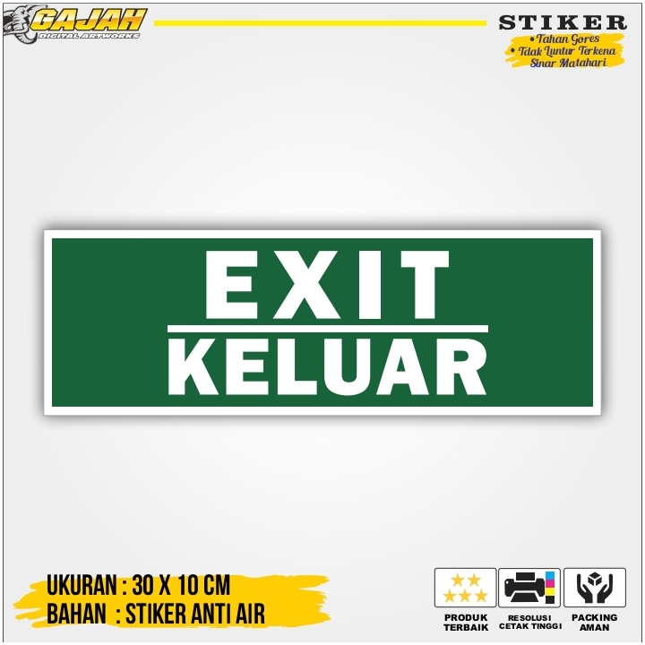 Jual SIGN / RAMBU STIKER JALUR EVAKUASI EXIT | Shopee Indonesia