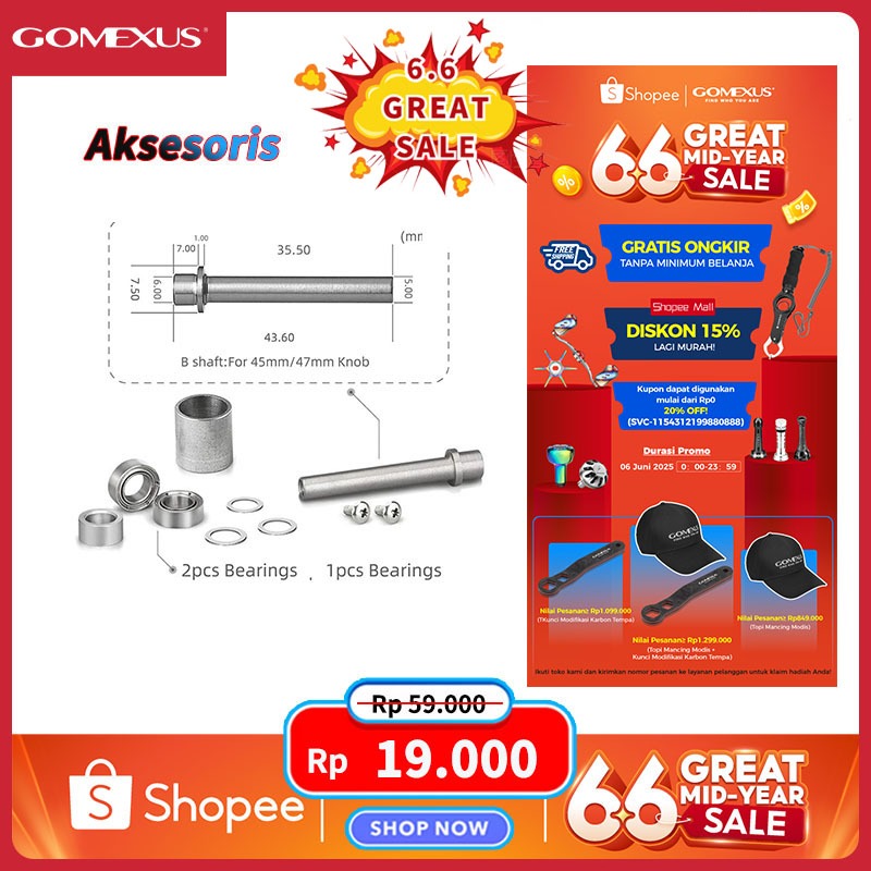 Jual Gomexus Aluminum Reel shaft and Bearing Nuts for shimano daiwa ...