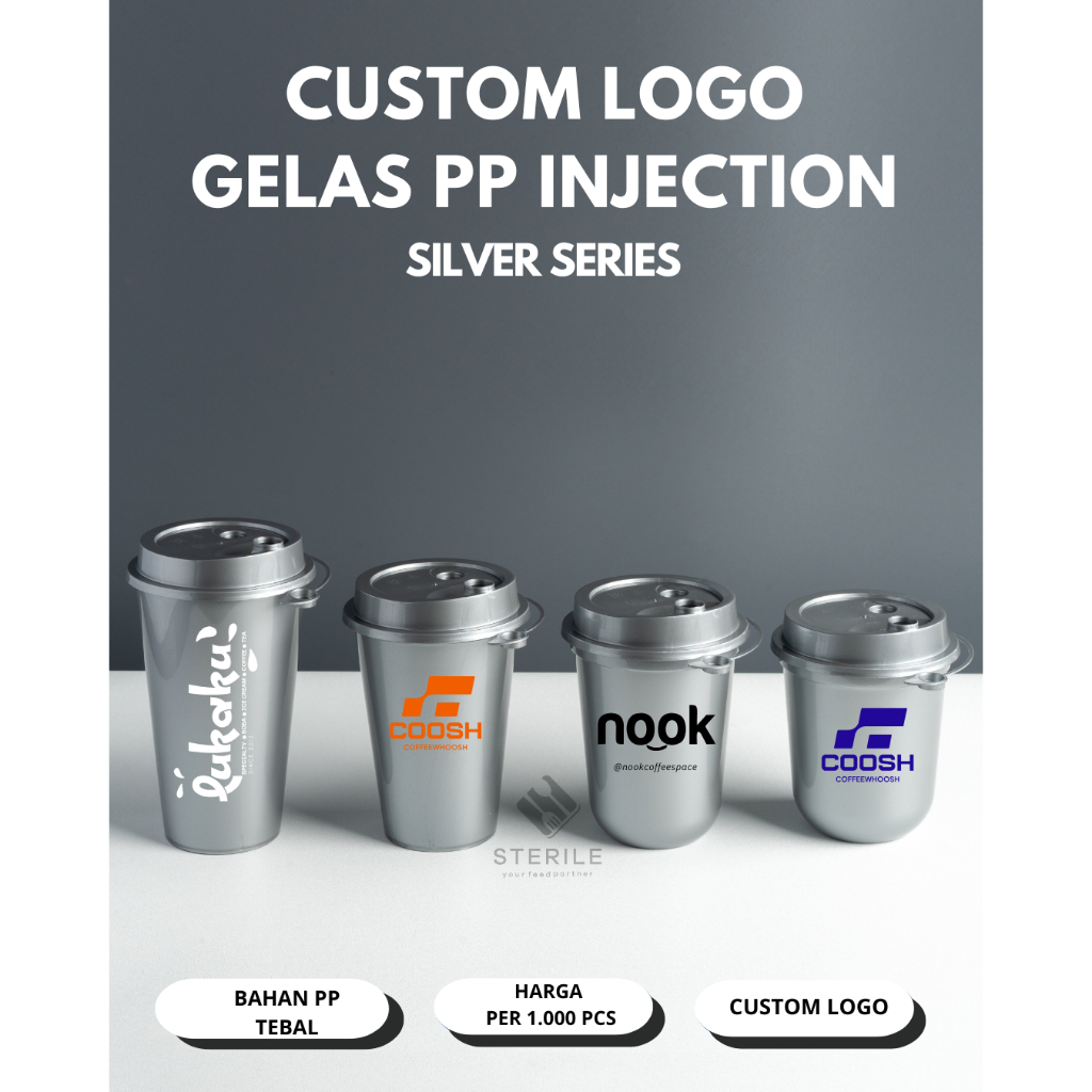 Jual 1.000 PCS SABLON PRINTING GELAS CUP PP INJECTION SILVER / SABLON ...