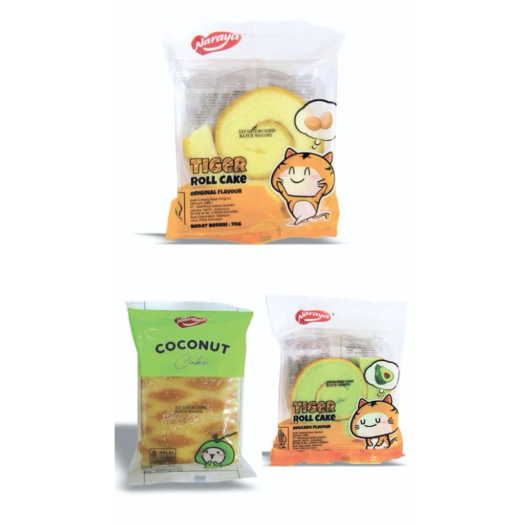 Jual Naraya Tiger Roll Cake Avocado, Original, Coconut 70gr | Shopee ...