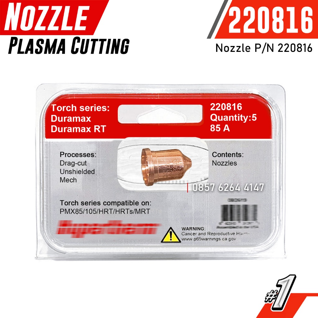 Jual 220816 Nozzle Plasma Cutting Hypertherm Powermax65 85 105 Torch ...