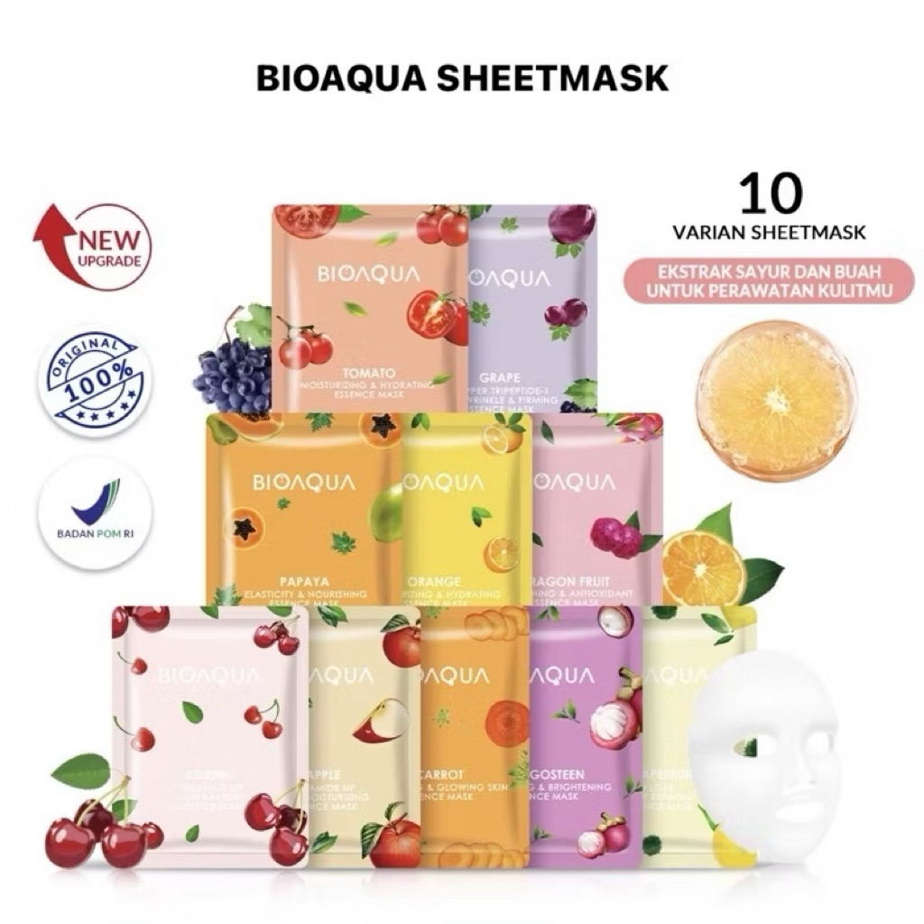 Jual BIOAQUA Sheet Mask Hydrating Essence Face Mask Brightening Moisturizing Skin Care Anti ...