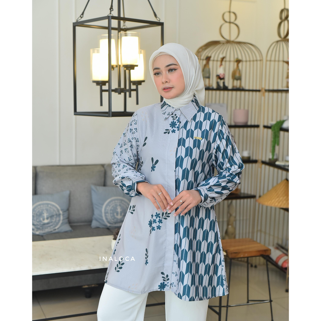 Jual tunik silk sikly premium motif printing bunga terbaru by Inaloca ...