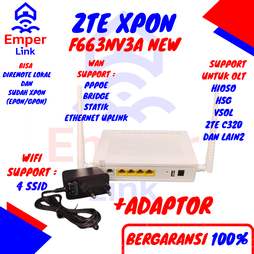 Jual ZTE F663NV3A KHUSUS FULL HTB F663 NV3A ONU ONT XPON TANPA ADAPTOR ...